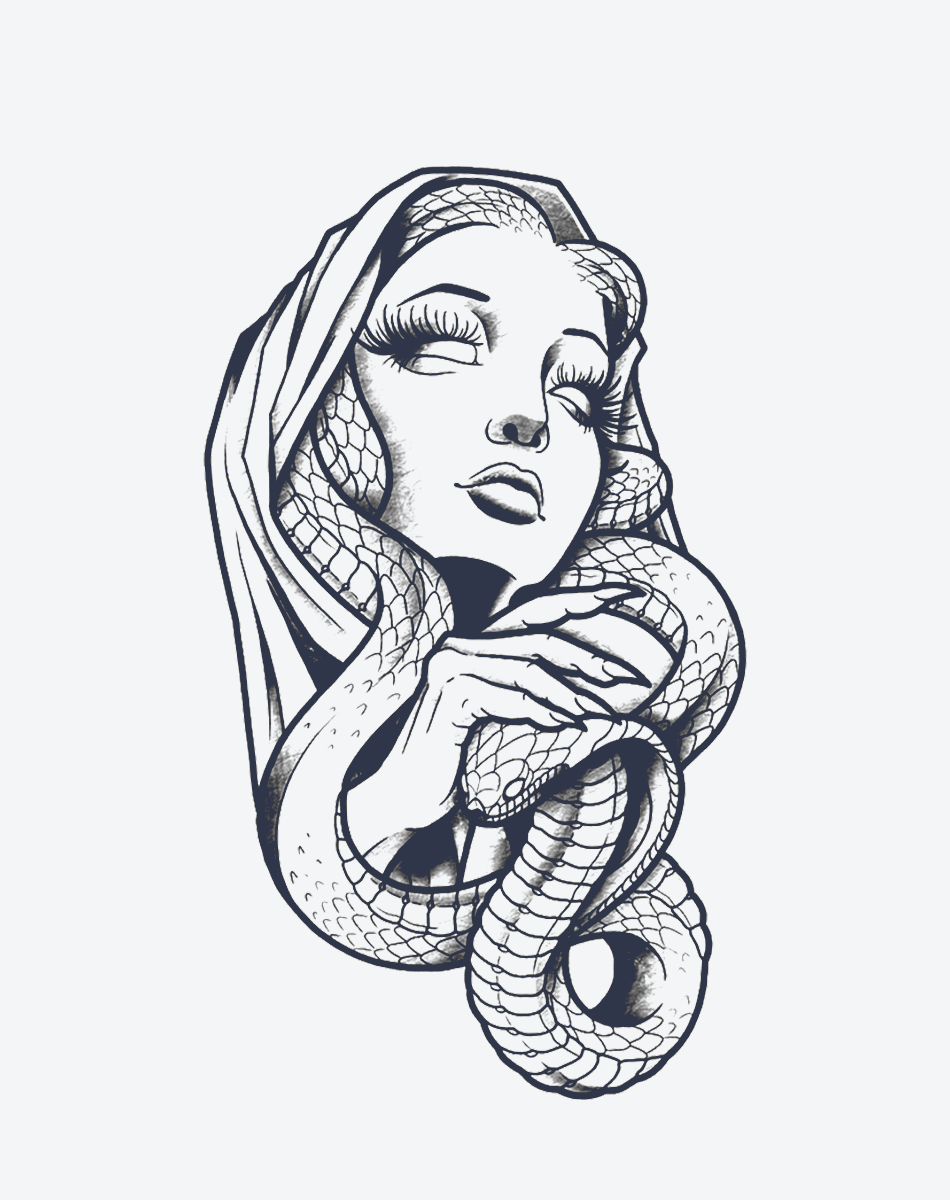 Woman & Entwined Snake Tattoo | Mystic Allure | Unique Art – INKARTLINK