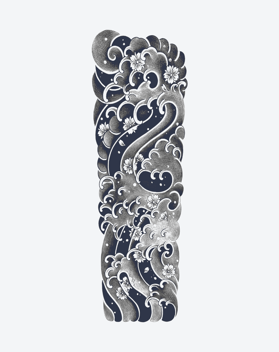 Cherry Blossom Waves: Temporary Tattoo Magic – INKARTLINK