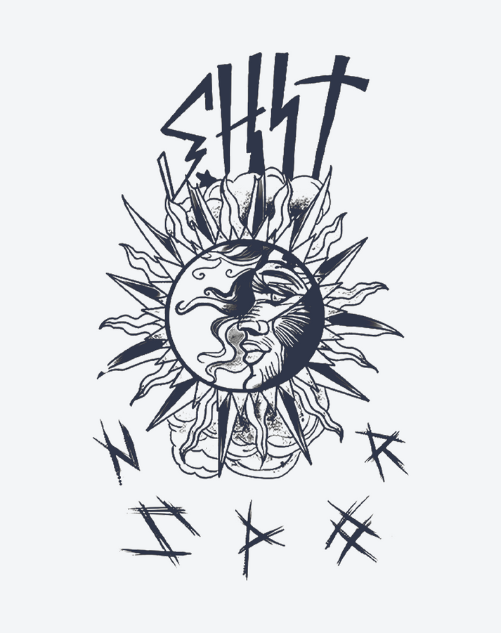 Runic Sun & Moon Tattoo – Ancient Balance and Power – INKARTLINK