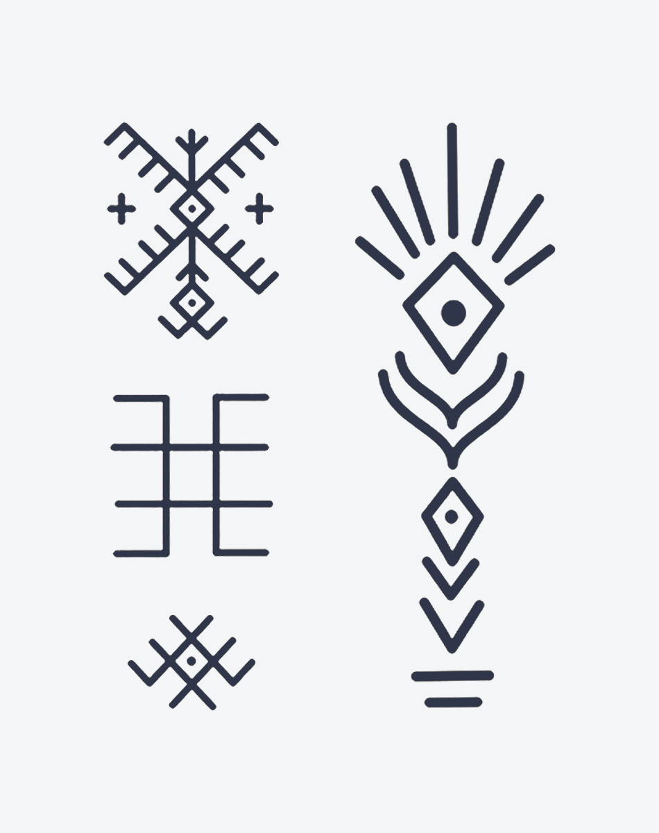 Geometric Runes Tattoo – Modern Mystic Symbols – INKARTLINK