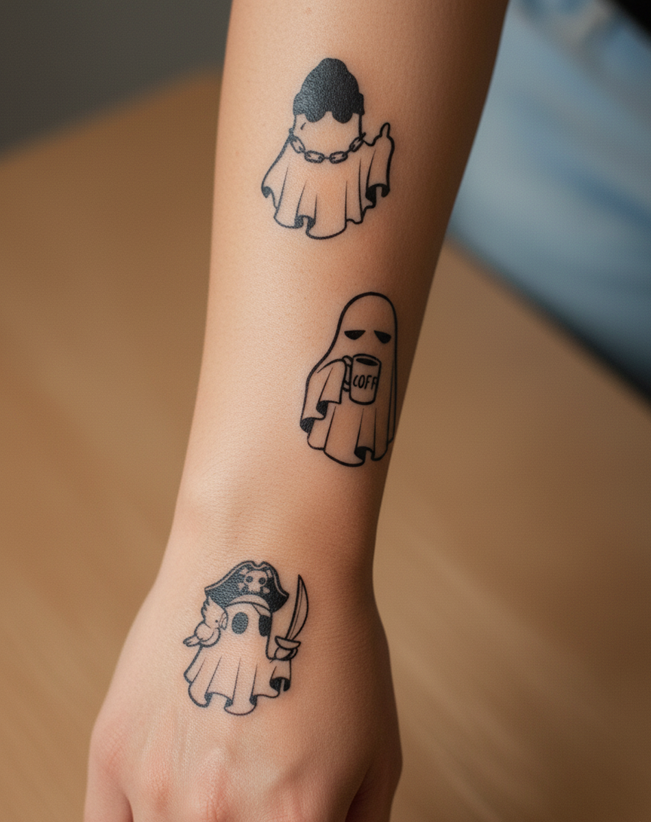 9 Cute Ghosts|Natural Herbal Temporary Tattoos – INKARTLINK