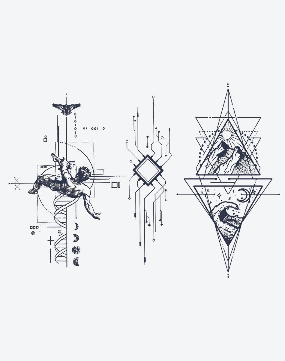 Digital Oracle Geometric Temporary Tattoos (3 Pcs) – INKARTLINK