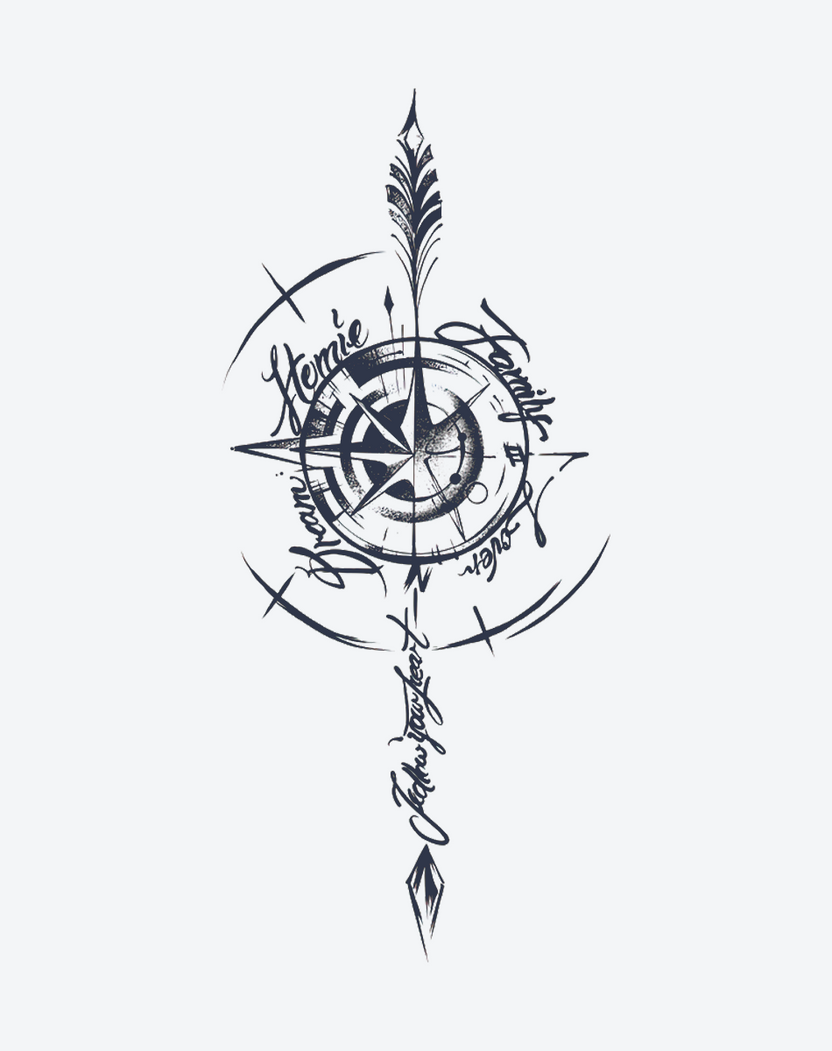 compass|Temporary Tattoo Stickers-Waterproof&Safe Body Art – INKARTLINK
